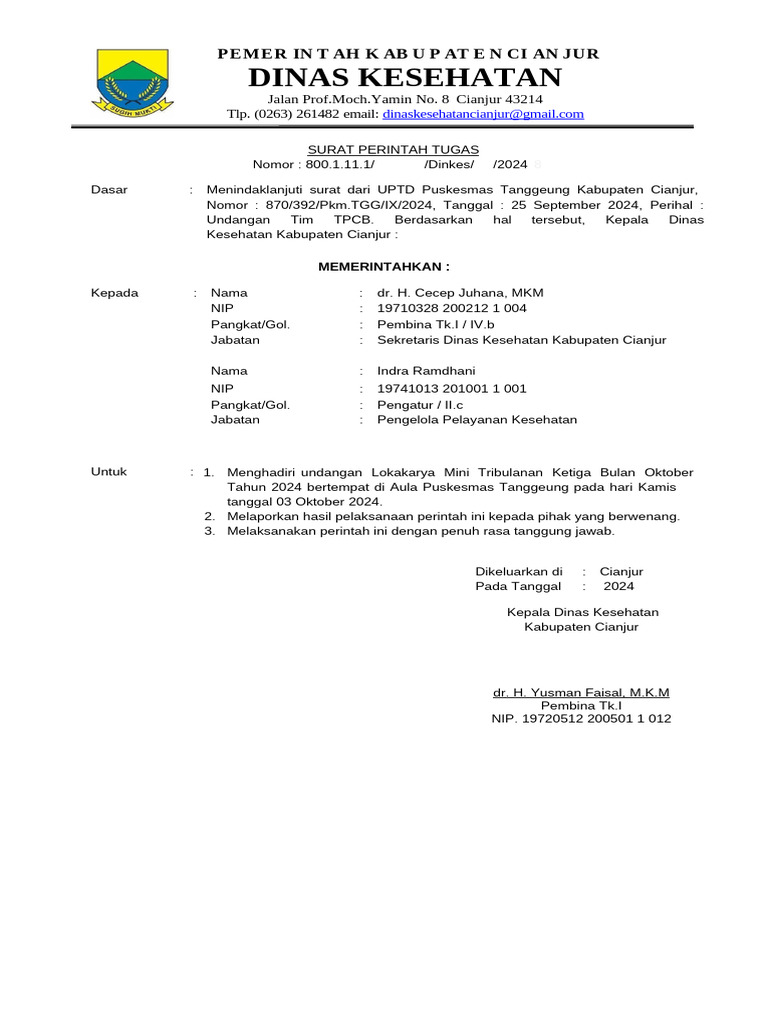 Surat Tugas Form '24 | PDF