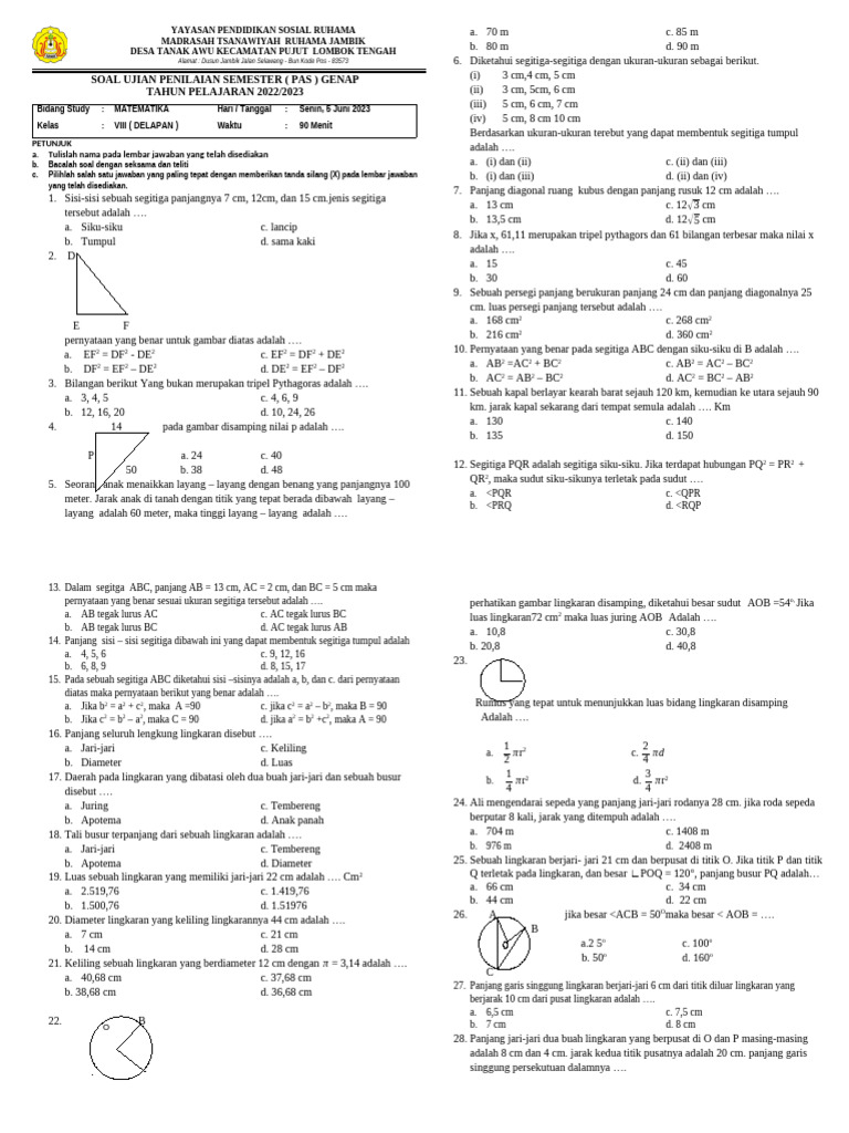 Soal Pat Kls 8 MTK R | PDF