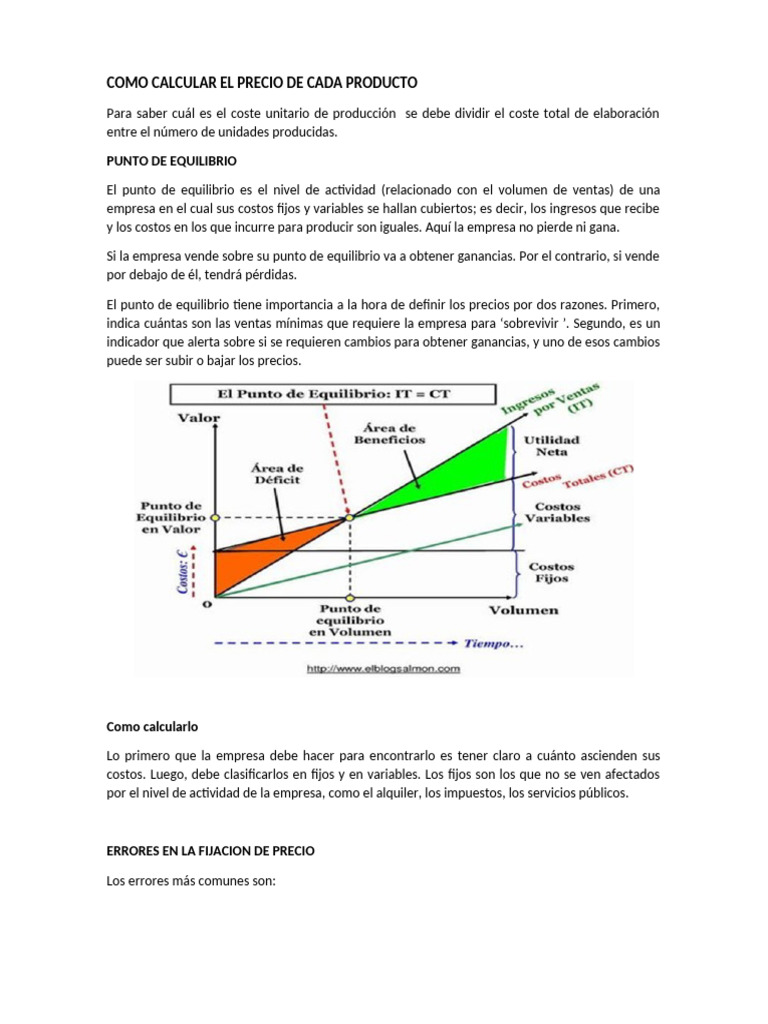 COMO-CALCULAR-EL-PRECIO-DE-CADA-PRODUCTO (1) | PDF | Precios | Mercado ...