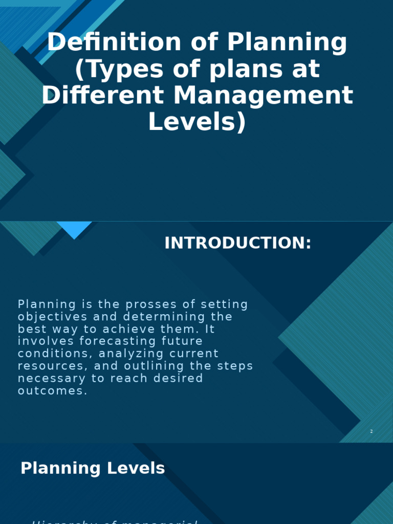 Definition of Planning (Types of Plans at | PDF | Strategic Planning | Goal