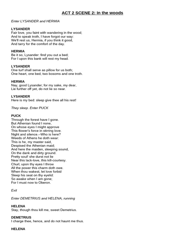 Act-2-Scene-2 (A Midsummer Night's Dream) | PDF | A Midsummer Night's Dream