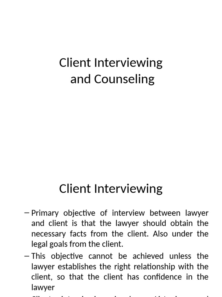 Client Interview and Counselling | PDF | Lawyer | Conflict Of Interest