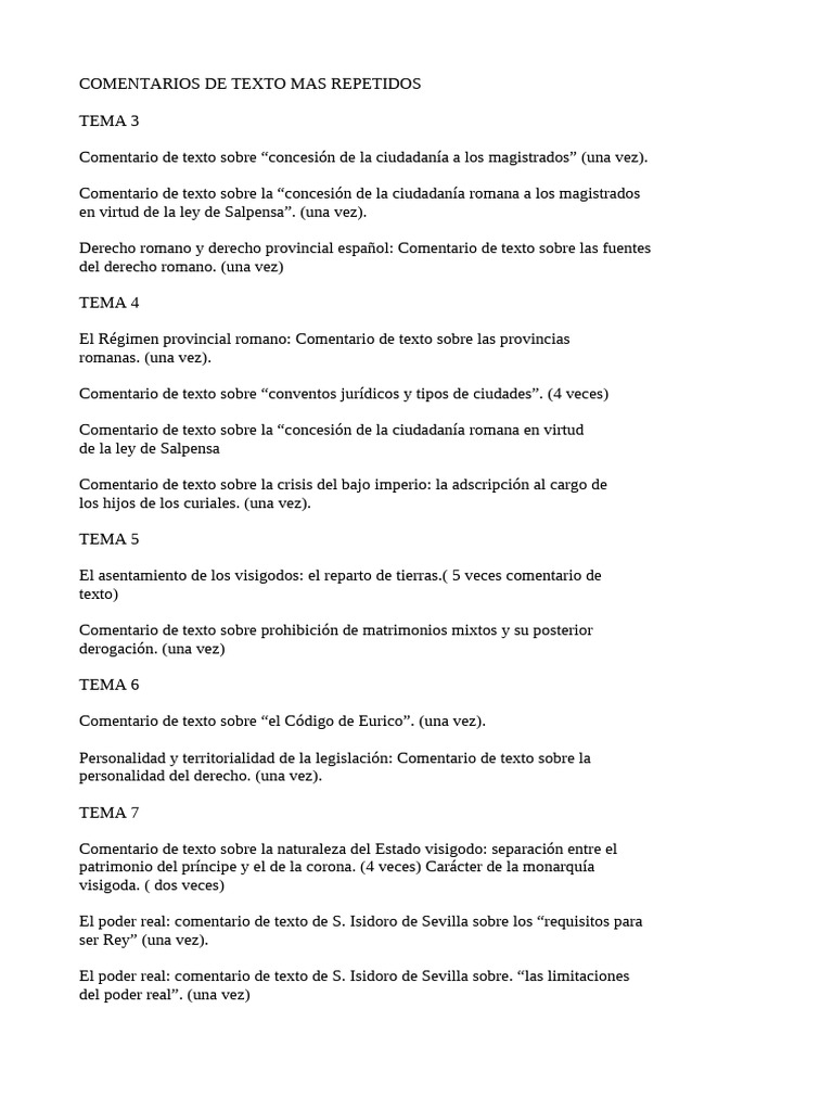 Comentarios de Texto Mas Repetidos | PDF | Justicia | Crimen y violencia