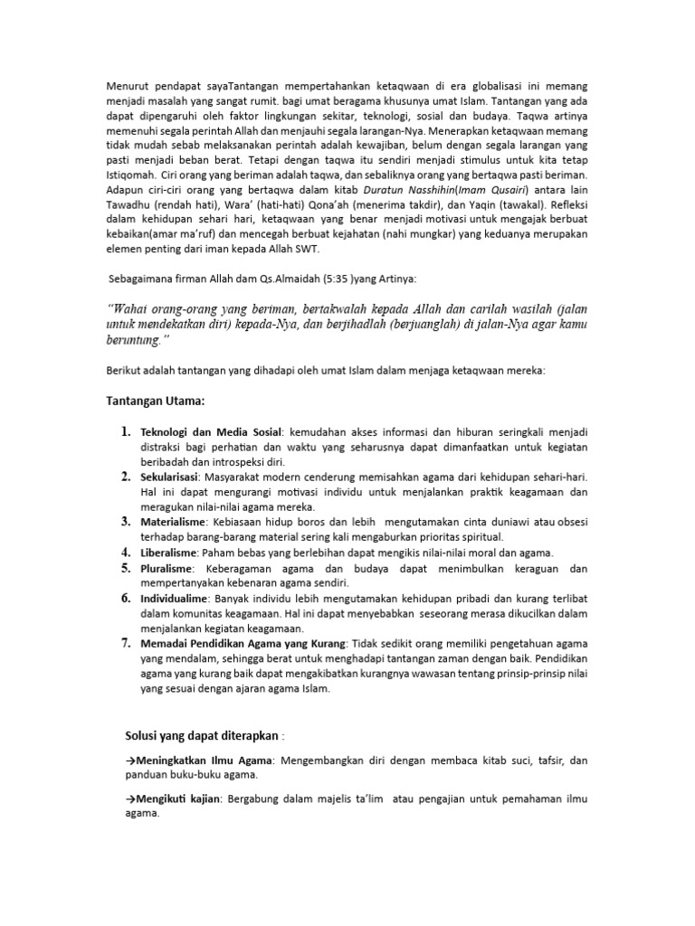 Jawaban Diskusi PAI Sesi 1 | PDF