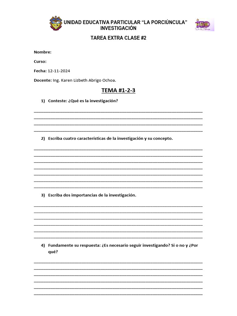 Tarea Extra Clase #2 (INV. 2do) | PDF