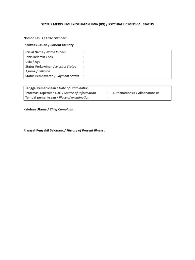 Psychiatric Medical Status Template (Draft 3) | PDF | Health Care ...
