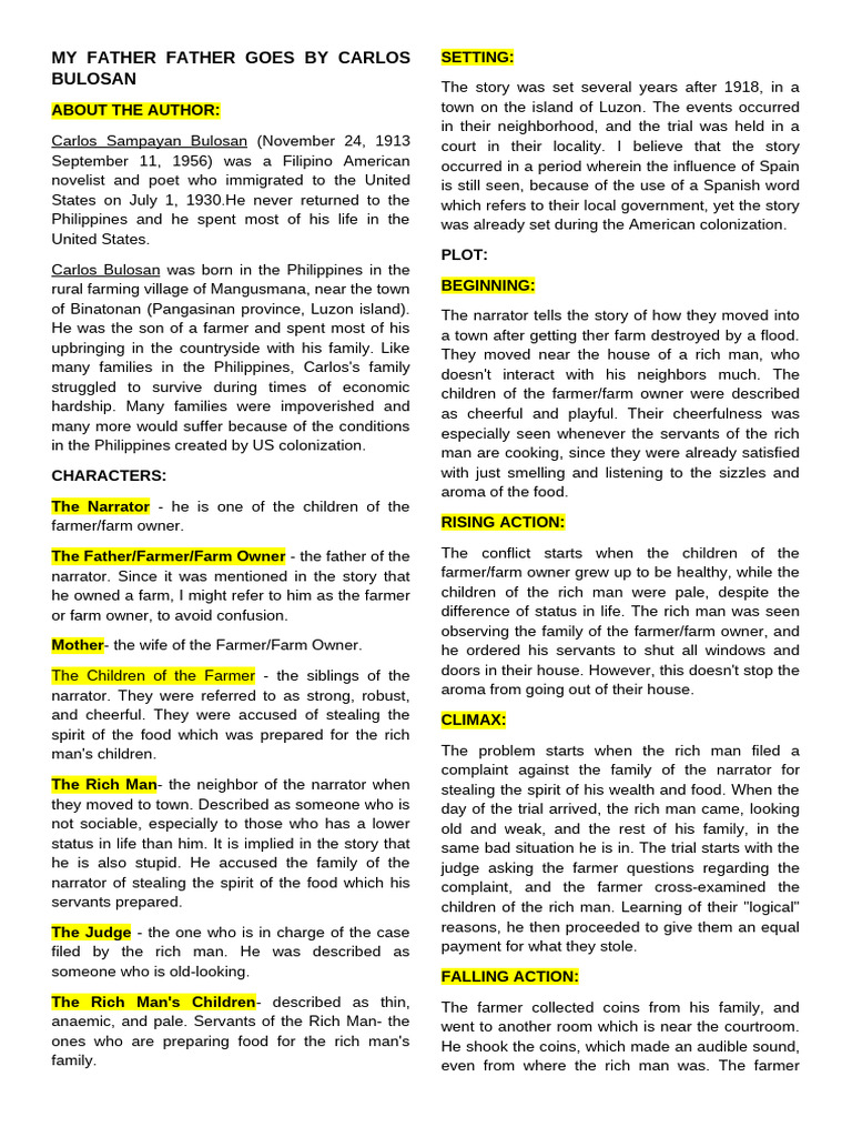 My Father Goes To Court by Carlos Bulosan | PDF | Philippines