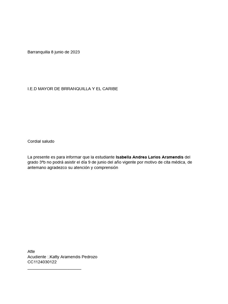 Excusa Escolar | PDF