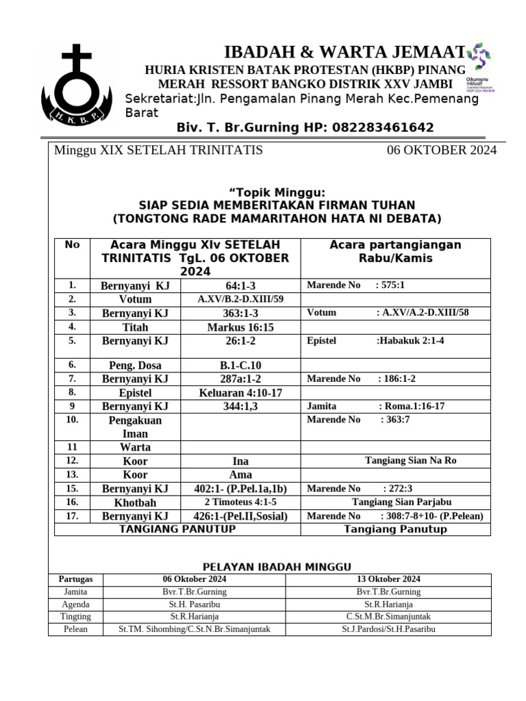 Acara Minggu Siang 06 Oktober 2024 | PDF
