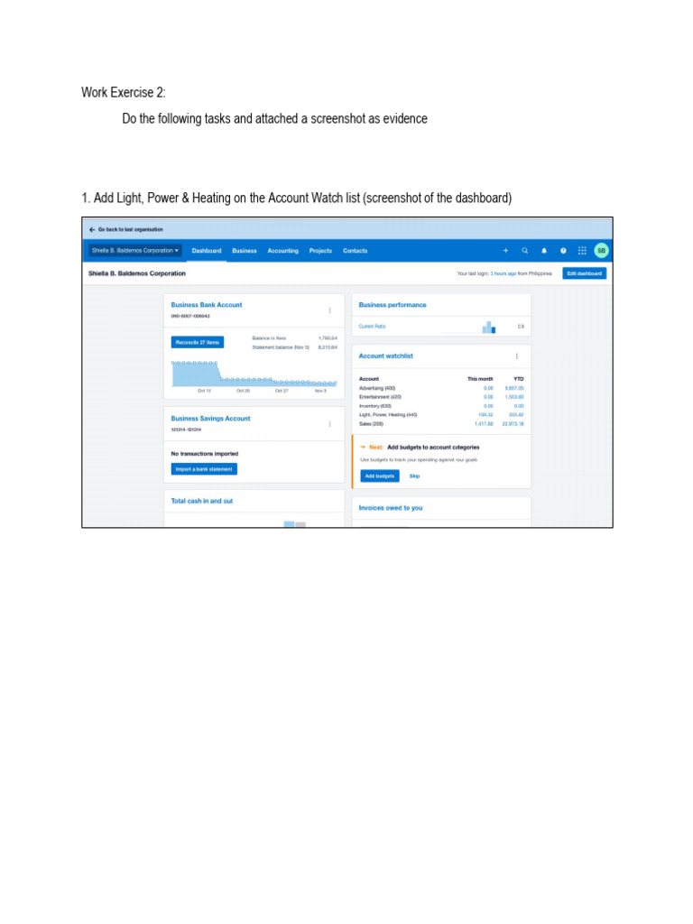 Xero Activity #2 | PDF | Finance & Money Management