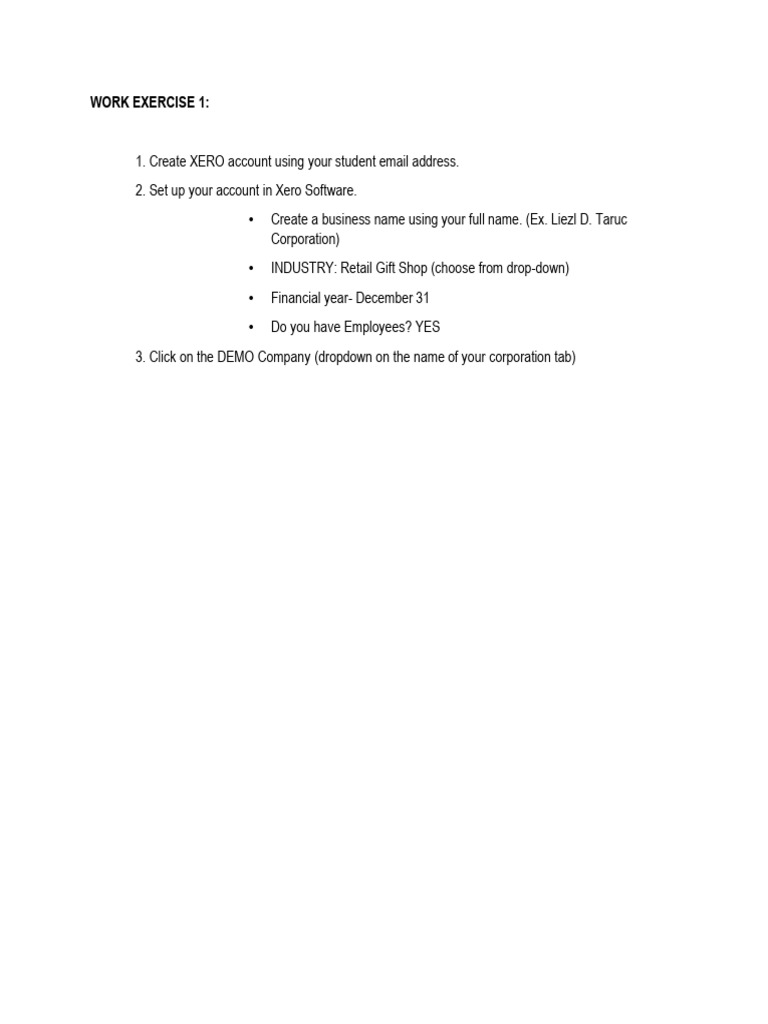 Xero Account Setup Exercise Guide | PDF | Career & Growth | Computers