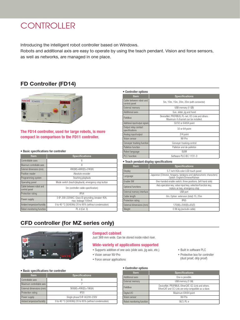 Intelligent Robot Controller Specifications | PDF | Programmable Logic ...