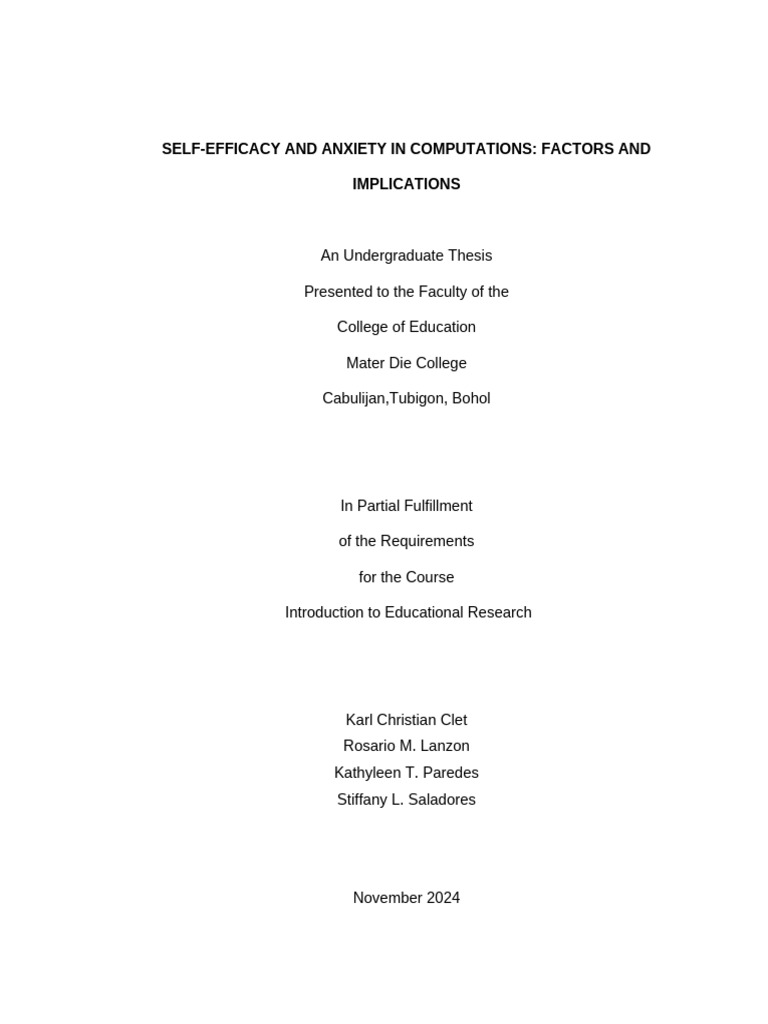 Self-Efficacy & Anxiety in Math | PDF | Self Efficacy | Survey Methodology