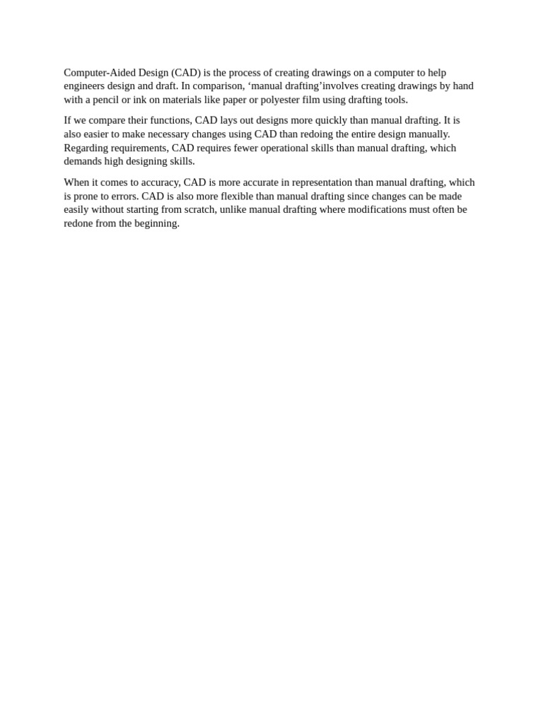 CAD vs. Manual Drafting: Key Differences | PDF