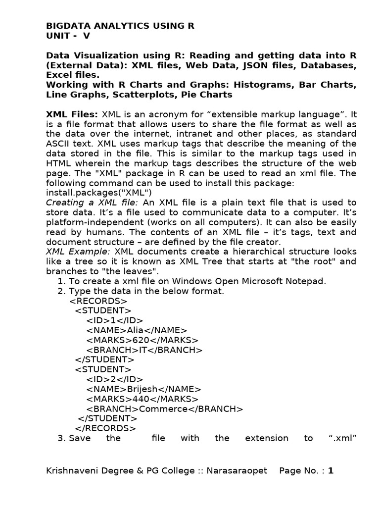 Unit-V Bdaur-Bcom | PDF | Xml | Chart