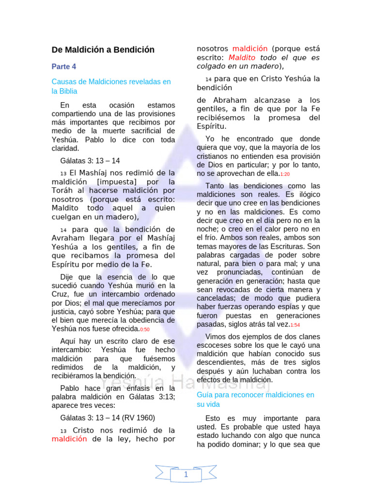 4 de Maldición A Bendición | PDF | Cristo (título) | Maldición