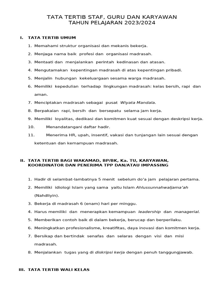 Tata Tertib Guru | PDF | Karier & Perkembangan