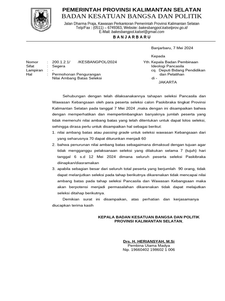 Surat KPD BPIP Mohon Deskresi TWK | PDF