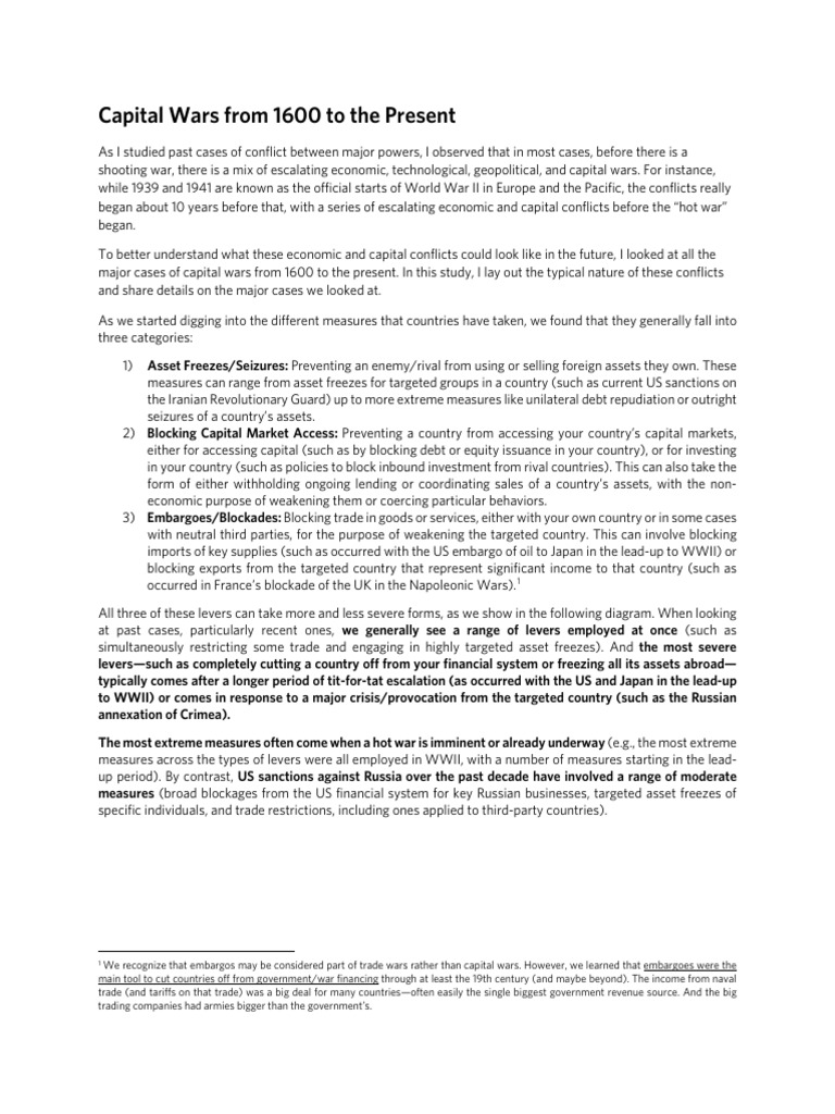Capital Wars: 1600-Present Analysis | PDF | Blockade | World War II
