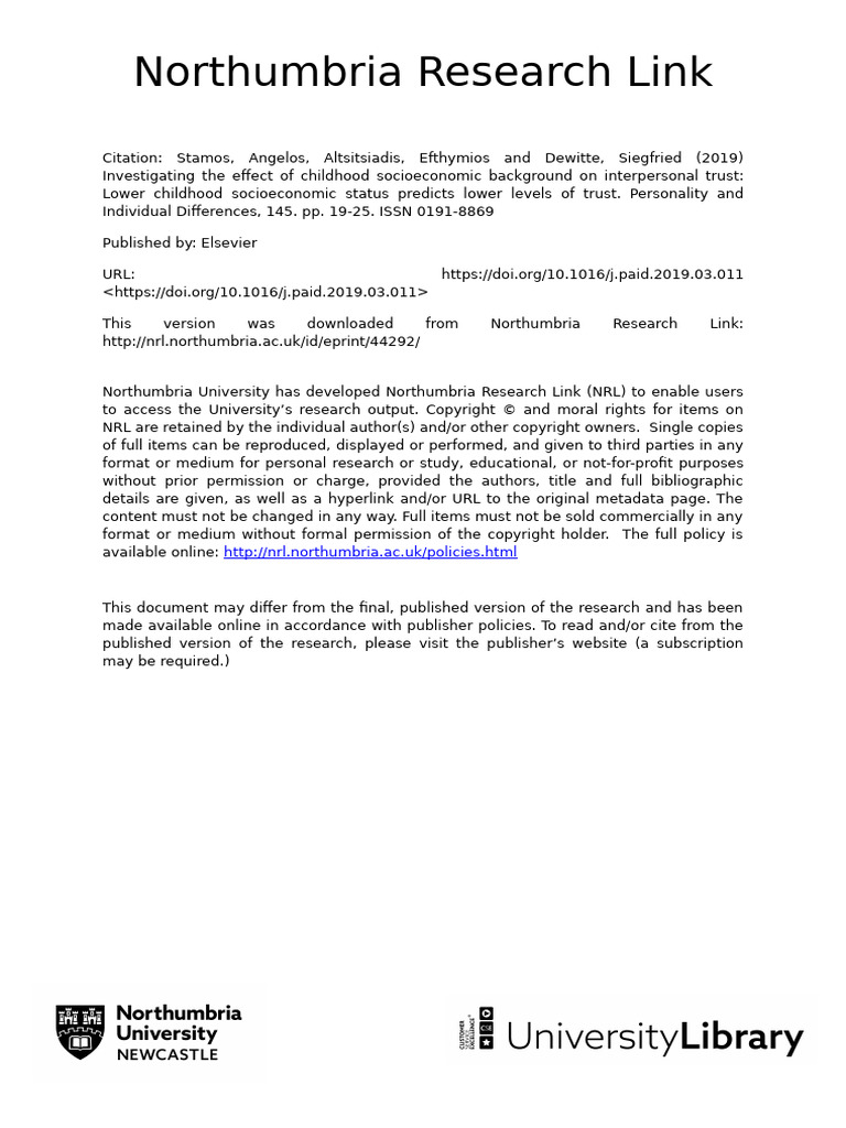 Investigating The Effect of Childhood Socioeconomic Background On ...