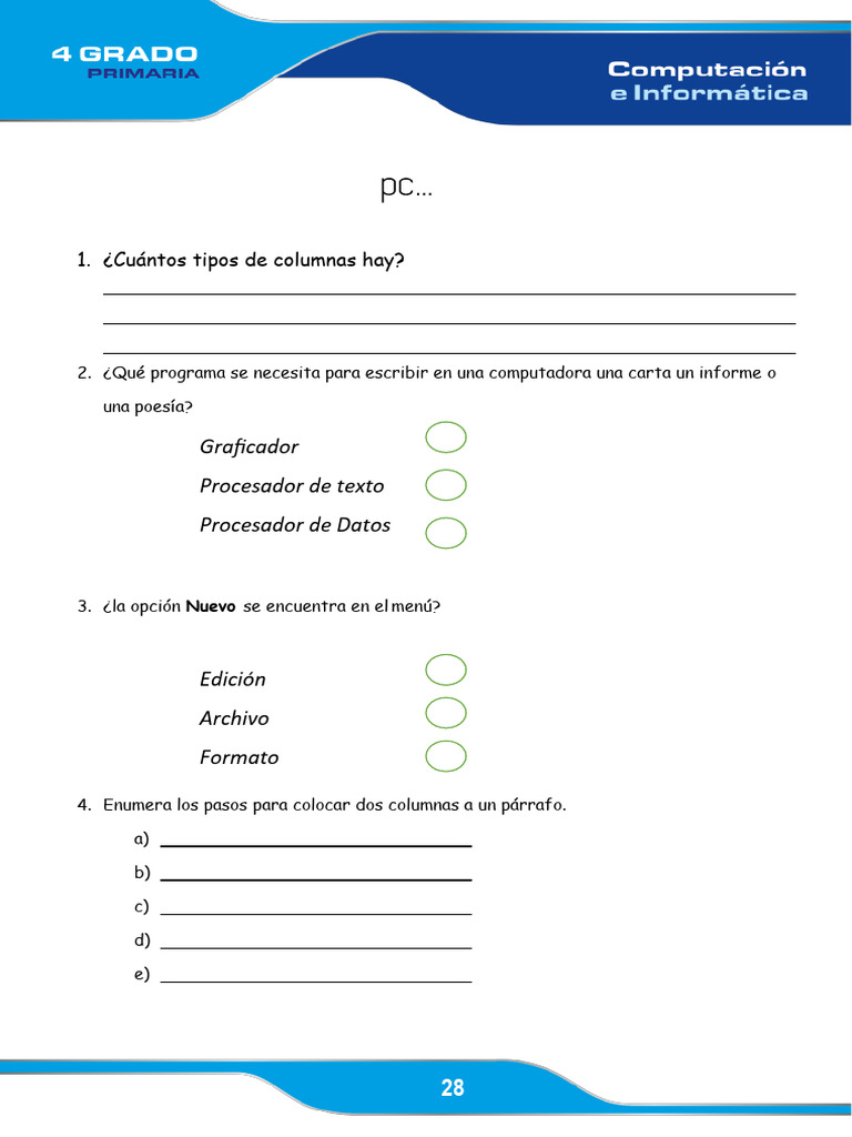 Computación 4to Grado - Primaria (1) - 28 | PDF