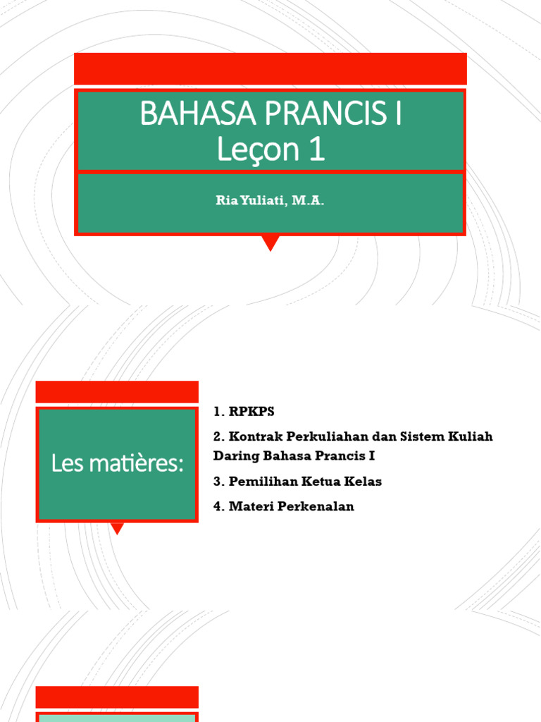 BP I Leçon 1 | PDF