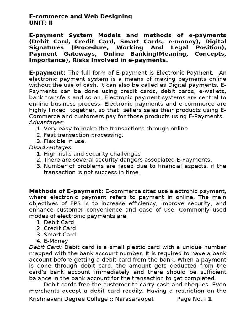 UNIT-II EComm-WT-UG | PDF | Credit Card | Debit Card