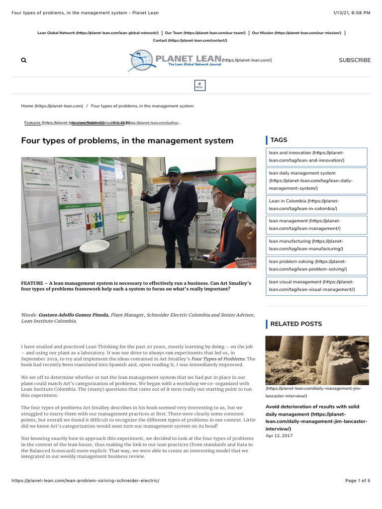 Four Types of Problems, in The Management System - Planet Lean | PDF ...