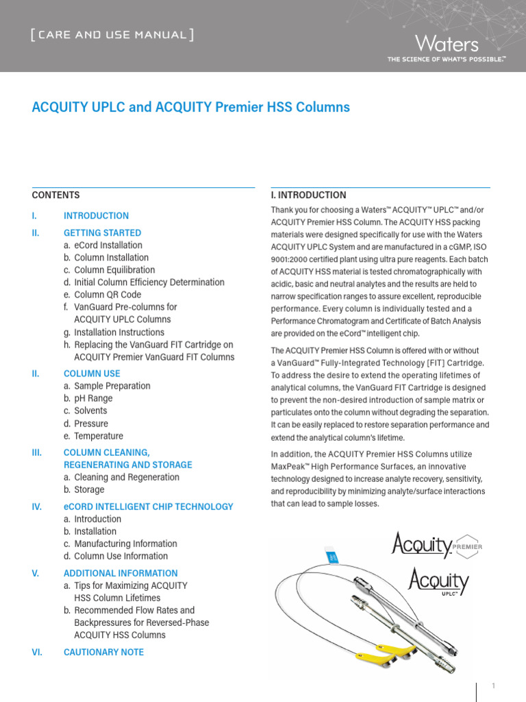 ACQUITY UPLC and ACQUITY PREMIER HSS Columns | PDF | High Performance ...