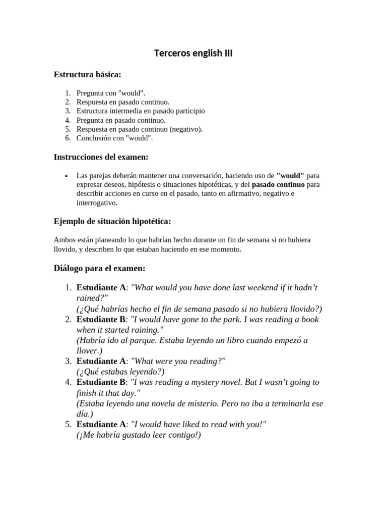 Examen Oral English III | PDF