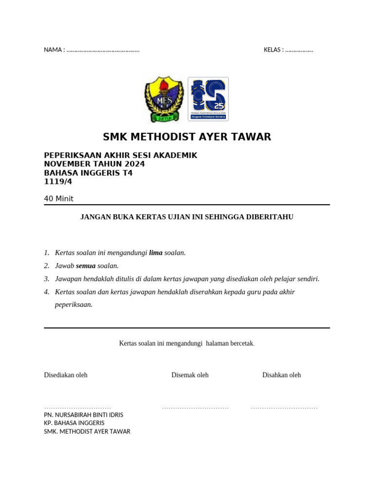 Bi Cover Page Menengah Atas | PDF
