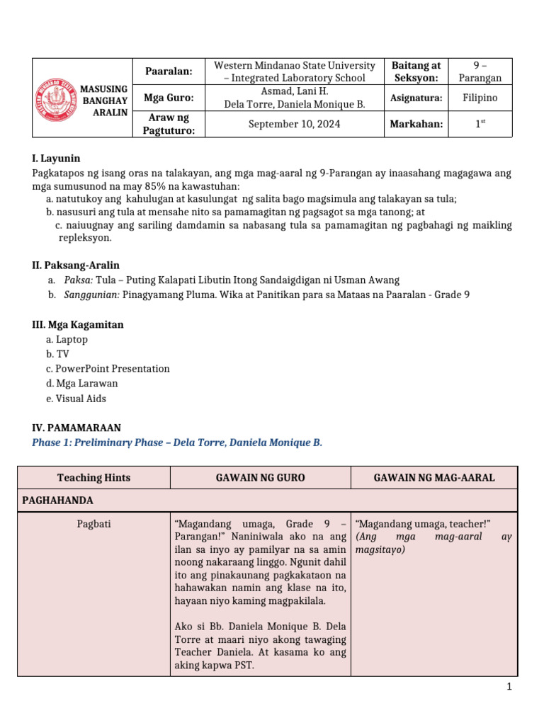 9-Lesson Plan | PDF