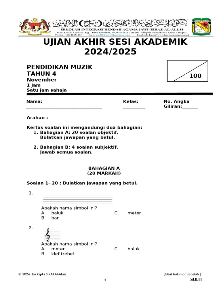 (Edited) Uasa Muzik Tahun 4 | PDF