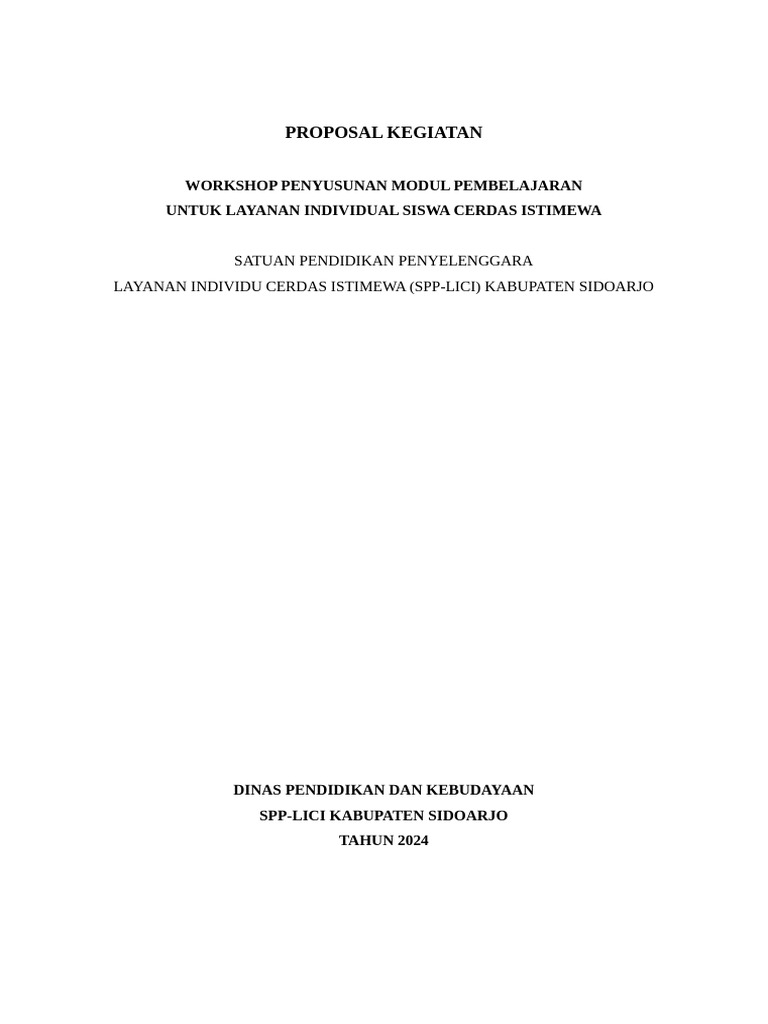 Proposal WS Modul Lici | PDF | Karier & Perkembangan | Bisnis