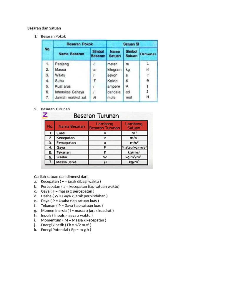 Besaran Dan Satuan Kelas 10 | PDF