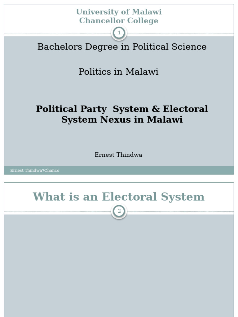 Electoral System & Political Party System in MW | PDF | Political ...
