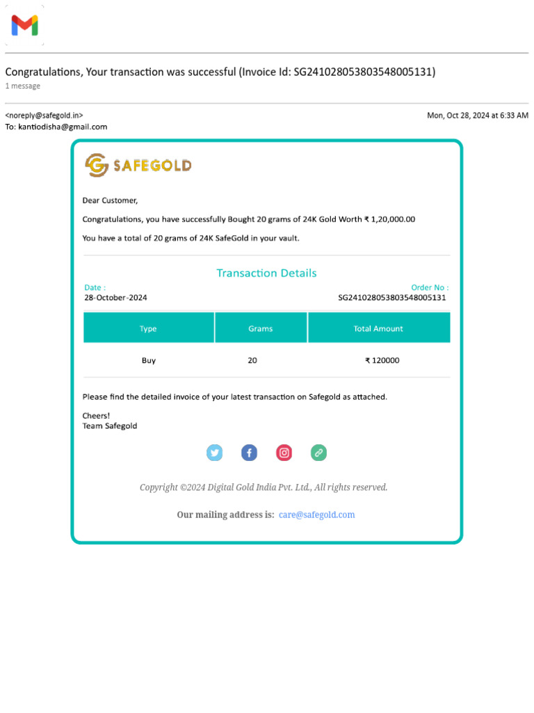 Gmail - Congratulations J Your Transaction Was Successful (Invoice ...