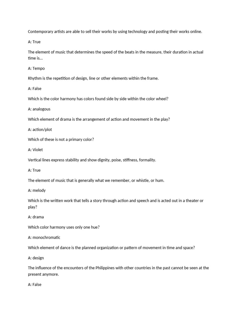 Cpar Exam | PDF | Composition (Visual Arts) | Dances