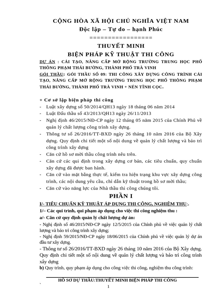 Thuyet Minh BPTC | PDF