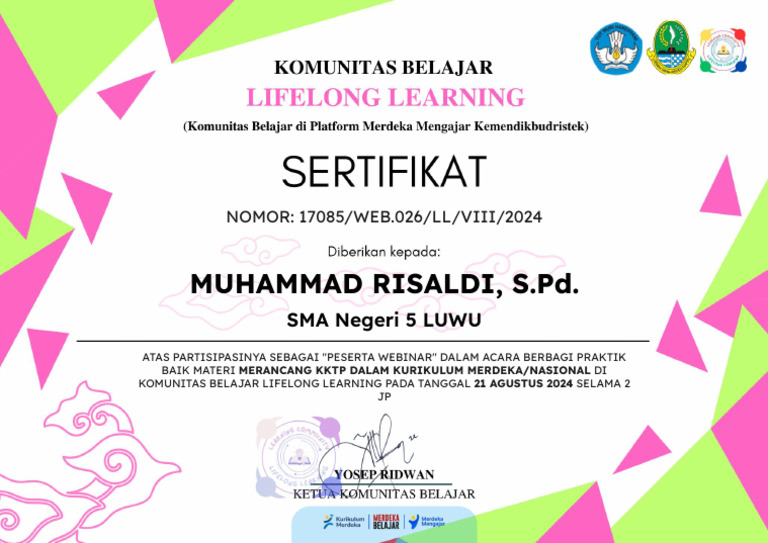 MUHAMMAD RISALDI, S.Pd. - SMA Negeri 5 LUWU - Reguler - Merancang KKTP Dalam Kurikulum Merdeka ...