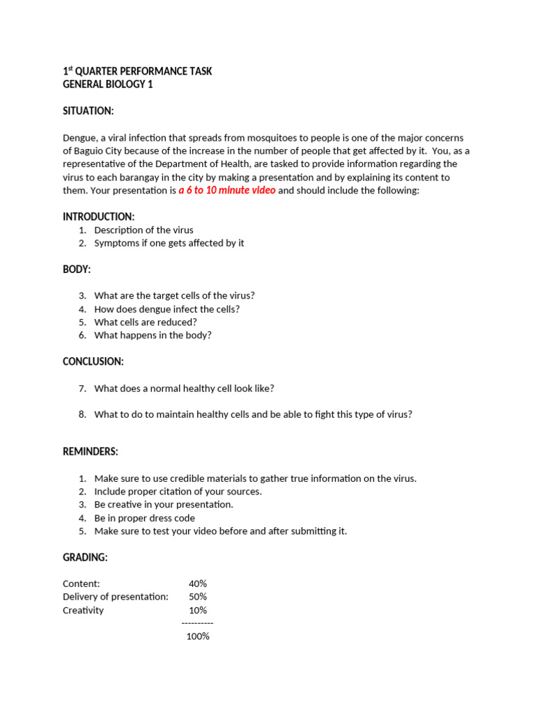 1st QUARTER PERFORMANCE TASK | PDF