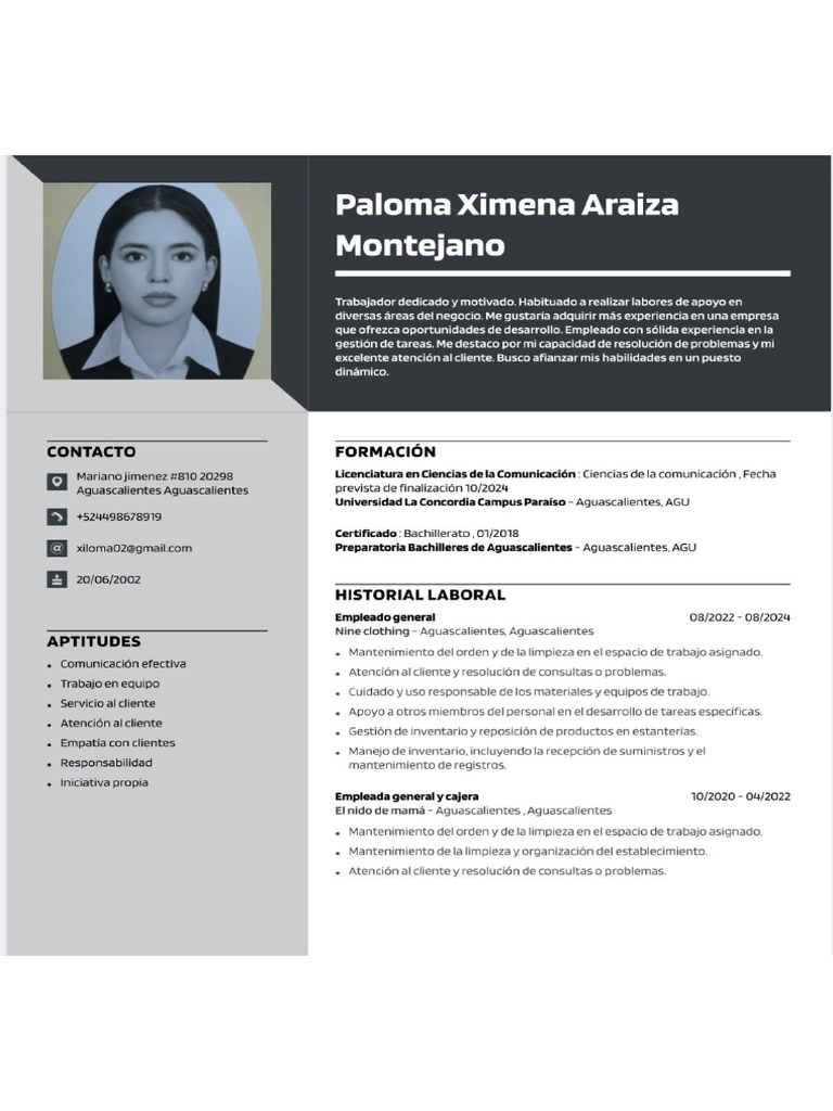 Curriculum Paloma Ximena | PDF