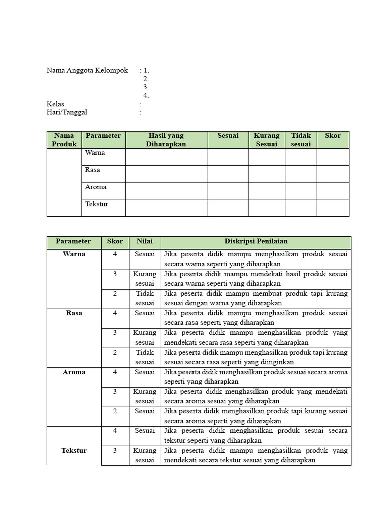 Rubrik Penilaian Praktek | PDF