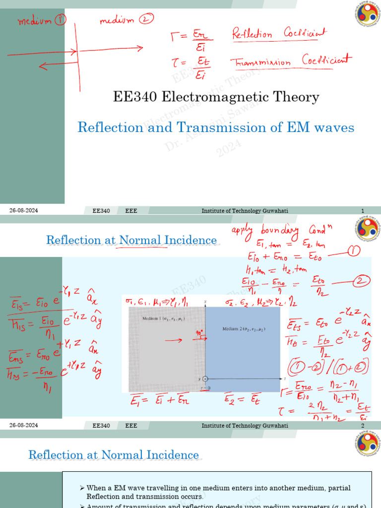 Lec10 Reflection Transmission EMwaves | PDF | Waves | Reflection (Physics)