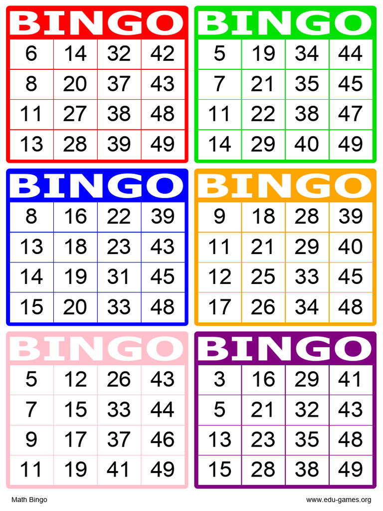 Math Bingo | PDF
