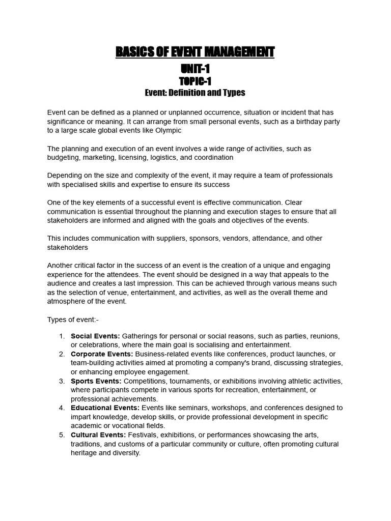 Basics of Event Management | PDF | Expense | Risk Management