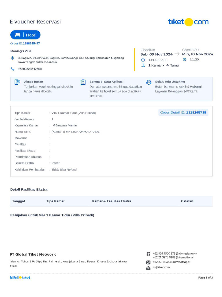 Contoh E Voucher Hotel | PDF