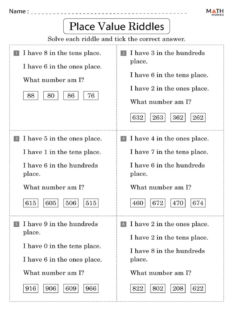 Place Value Riddles | PDF