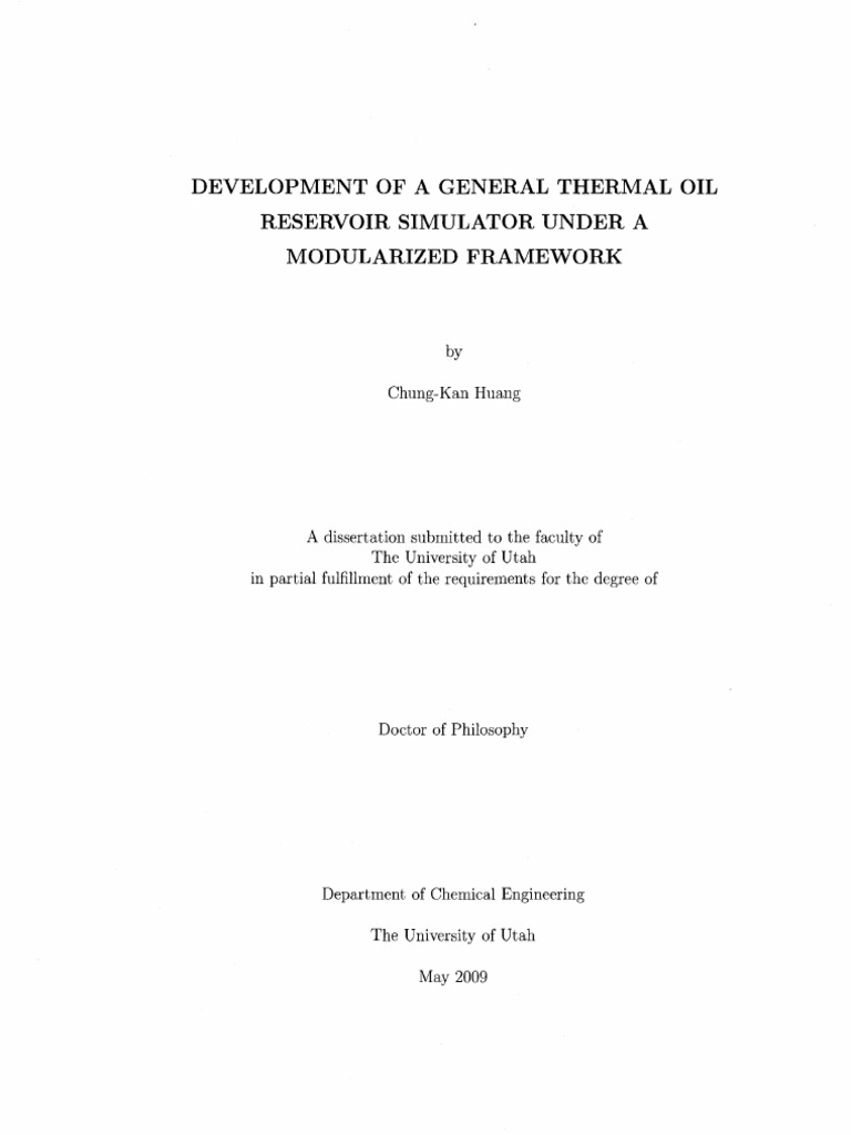 Development of A General Thermal Oil Reservoir Simulator (Tesis) | PDF ...
