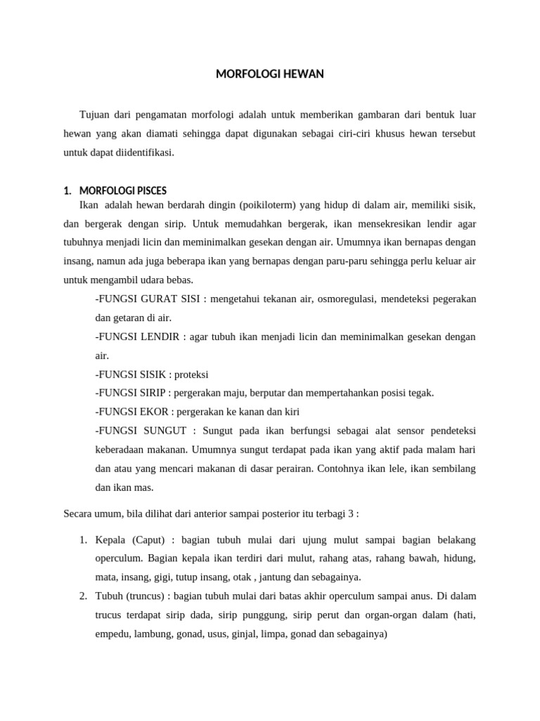 Morfologi Hewan: Ikan dan Amphibi | PDF